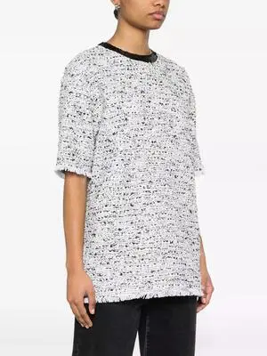 Balmain Textured Tweed Top With Frayed Edges