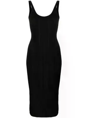 Gcds Chain-detail Backless Knit Midi Dress - Black