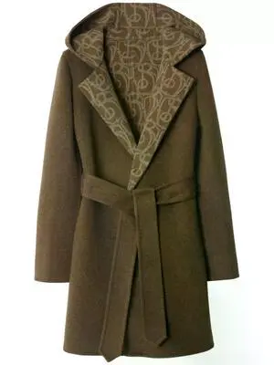 Burberry Hooded Coat With Detachable Belt - Brown