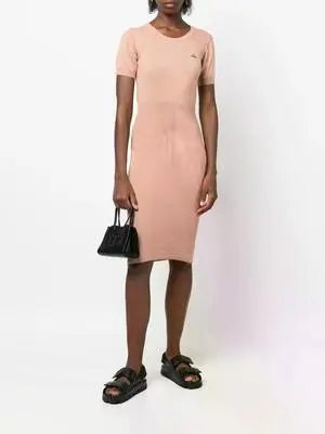 VIVIENNE WESTWOOD Orb Logo Knitted Midi Dress - Neutrals