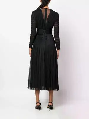 ANA RADU V-neck Long-sleeve Midi Dress
