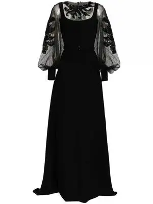 SAIID KOBEISY Beaded Crepe Maxi Dress - Black
