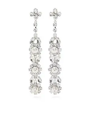 Simone Rocha Long Victorian Pearl & Crystal Drip Earrings - Silver