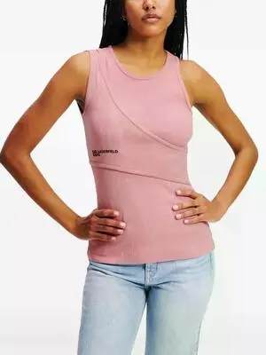 Karl Lagerfeld Sleeveless Crew Neck Top With Embroidered Logo