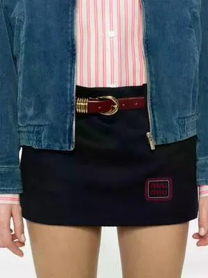 Miu Miu Logo Embroidered Mini Skirt