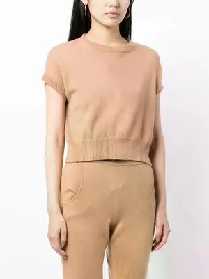 TEDDY CASHMERE Genova Sleeveless Cropped Jumper - Brown