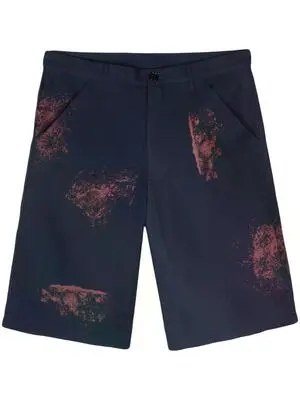 Comme Des Garçons Paint Splatter Detail Shorts - Blue