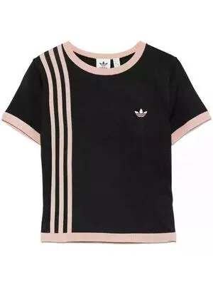 Adidas Knitted 3-stripes Cropped T-shirt - Black