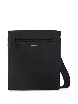 FERRAGAMO Rubberized Calf Leather Messenger Bag