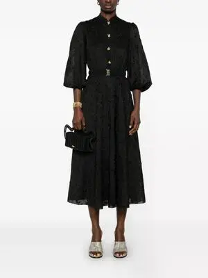 NISSA Floral Appliqué Midi Dress