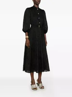 NISSA Floral Appliqué Midi Dress