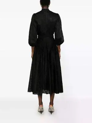 NISSA Floral Appliqué Midi Dress