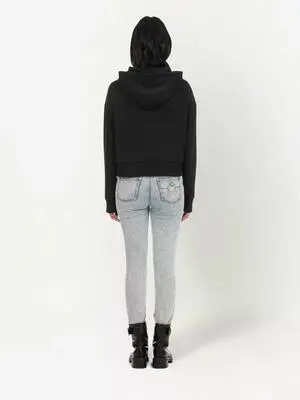 Balmain Rhinestone Embellished Cotton Hoodie