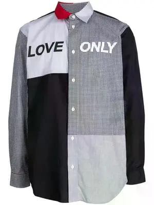PORTS V Love Only Patchwork-design Shirt - Blue