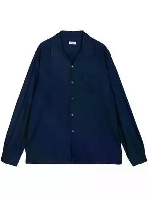 LEATHERSMITH OF LONDON Logo-embroidered Cotton Shirt - Blue