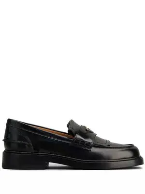 TOD'S Logo-plaque Leather Loafers - Black