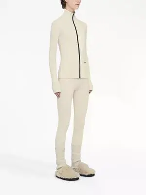 JIL SANDER Ribbed-knit Zip-up Cardigan With Embroidered Logo