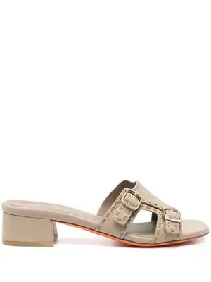 Santoni Buckle-detail Leather Sandals - Neutrals