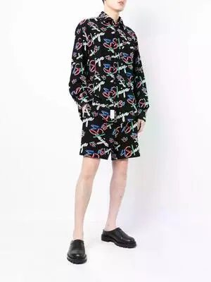 4SDESIGNS Logo Print Pleated Shorts