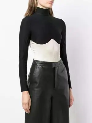 FLEUR DU MAL Long-sleeve Bodysuit With Mock Neck - Black