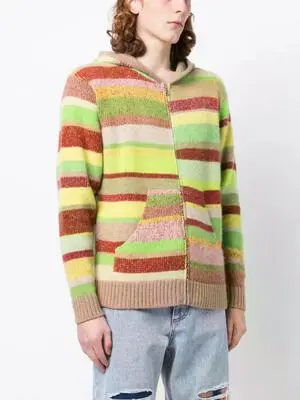 THE ELDER STATESMAN Multi-stripe Zip-up Hoodie