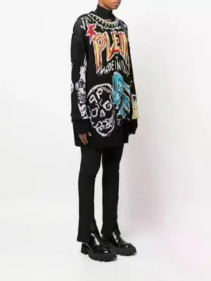 Philipp Plein Graffiti Intarsia Knit Sweatshirt