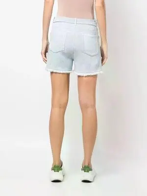 BARRIE Fine-knit Fringe-detail Shorts - Blue