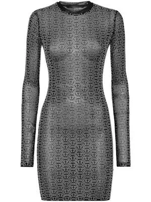 Philipp Plein Crystal-embellished Mesh Dress - Black