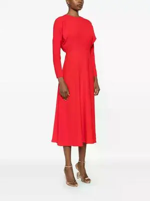 NISSA A-line Crepe Midi Dress - Red