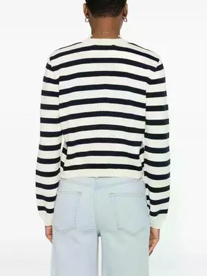 FRAME Striped Cardigan With Button Detail
