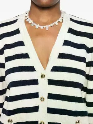FRAME Striped Cardigan With Button Detail