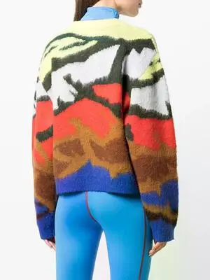 Aztech Mountain Abstract Pattern Knit Sweater - Orange
