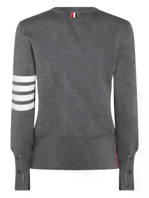 Thom Browne Crew Neck Wool Jumper With Stripe Detailing