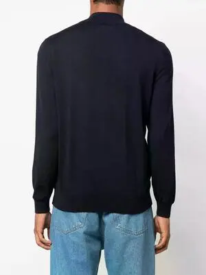 BOSS Fine-knit Zip-up Cardigan With Embroidered Logo - Blue