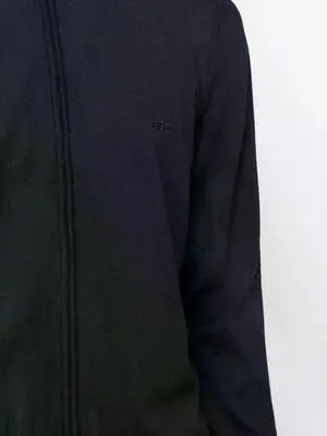 BOSS Fine-knit Zip-up Cardigan With Embroidered Logo - Blue