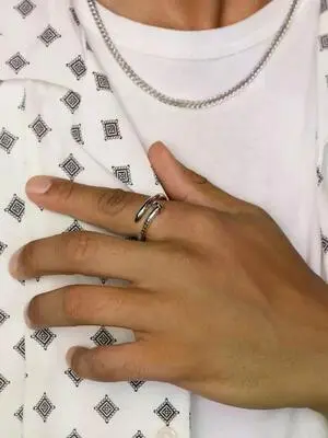 NIALAYA JEWELRY Dorje Engraved Nail Ring - Silver