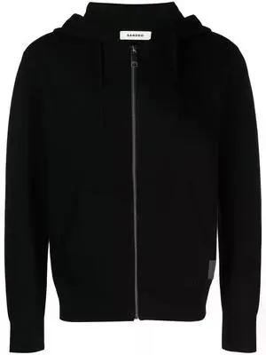 Sandro Zip-up Long-sleeved Hoodie - Black