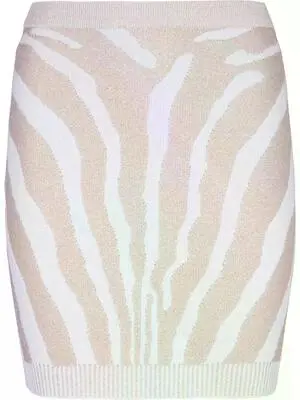 Balmain Zebra Intarsia-knit Miniskirt - Neutrals