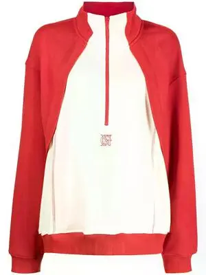 Goen.j Contrast-panel Half-zip Sweatshirt - Red