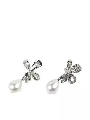 KENNETH JAY LANE Pearl And Crystal Bow Earrings