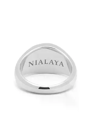 NIALAYA JEWELRY Turquoise Engraved Signet Ring