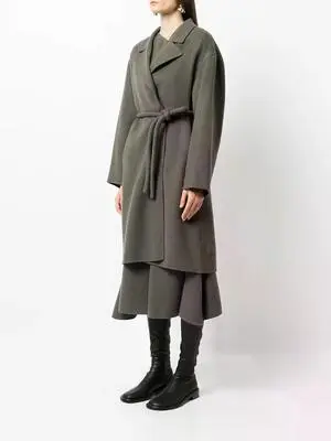 Goen.j Peak Lapel Belted Coat - Grey