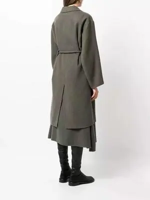 Goen.j Peak Lapel Belted Coat - Grey