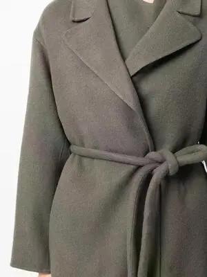 Goen.j Peak Lapel Belted Coat - Grey