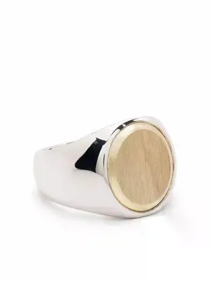 Tom Wood Golden Top Oval Signet Ring - Silver