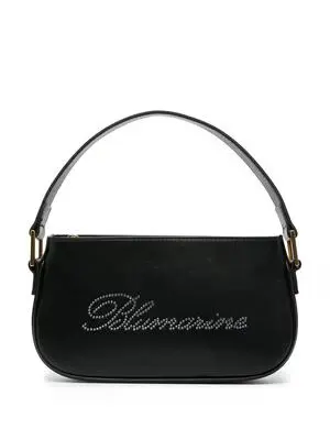 Blumarine Rhinestone Logo Shoulder Bag - Black