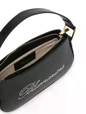 Blumarine Rhinestone Logo Shoulder Bag - Black