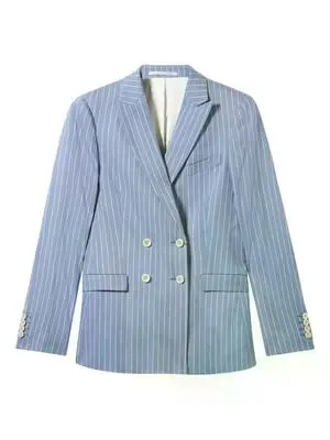 Brooks Brothers Pinstriped Linen-blend Blazer - Blue