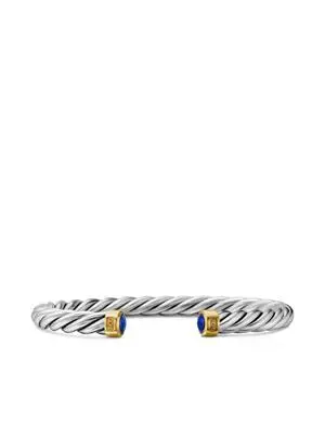 David Yurman Cable Cuff Bracelet With Lapis Lazuli - Silver