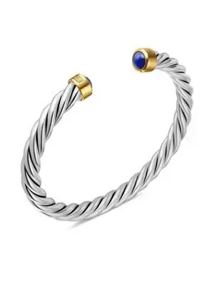 David Yurman Cable Cuff Bracelet With Lapis Lazuli
